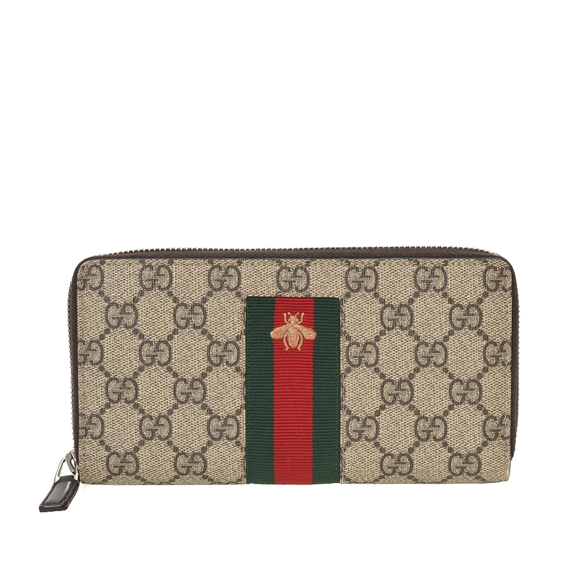 GG Supreme Bee Zip Around Wallet