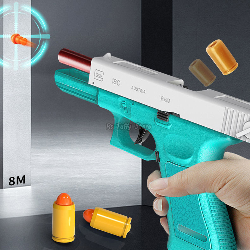 New Pistol Shell Ejection Toy Gun Air Guns Weapon Blaster Continuous S