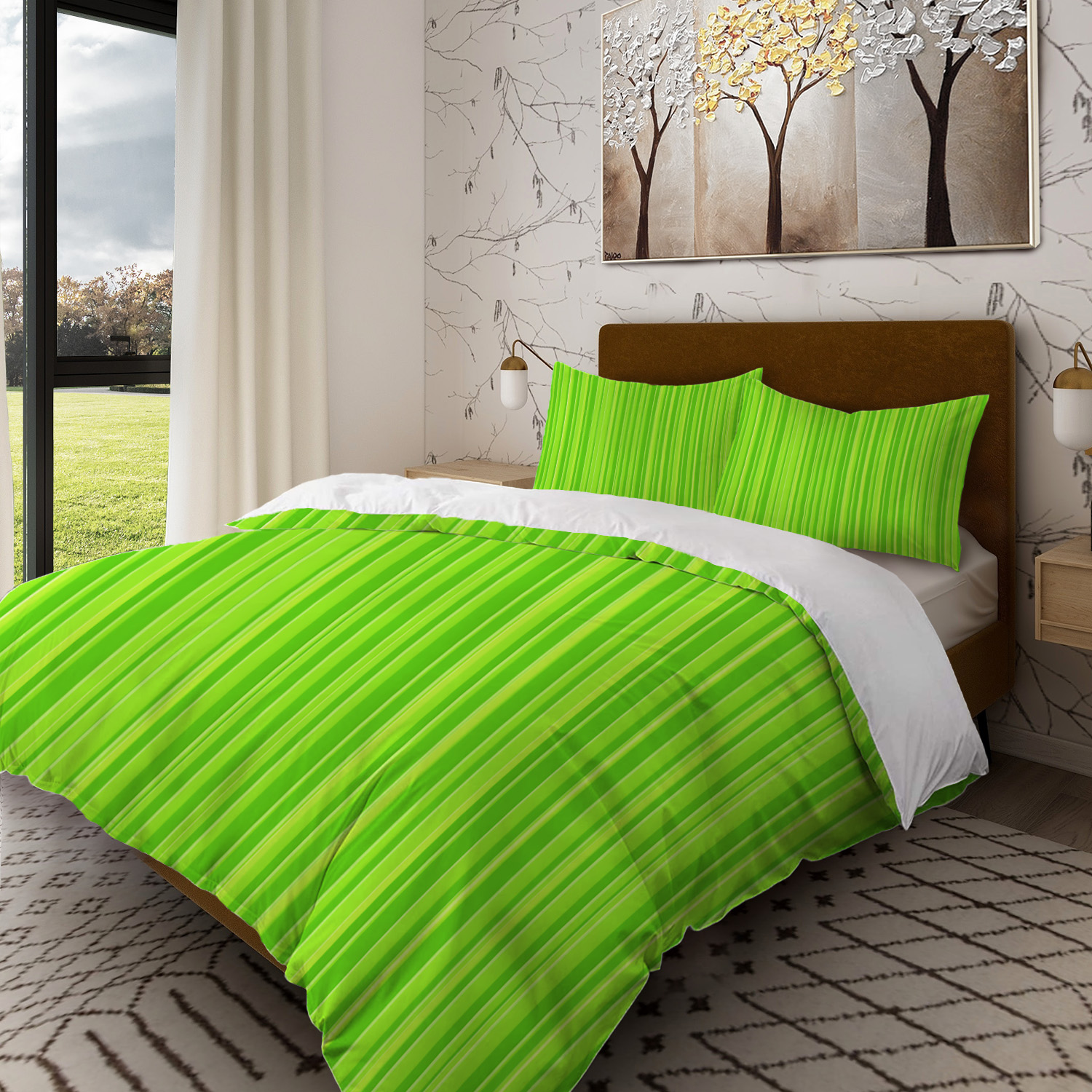 Batmerry Abstract Green Twin Size 3 pieces Bedding Comforter Sets,Soft ...