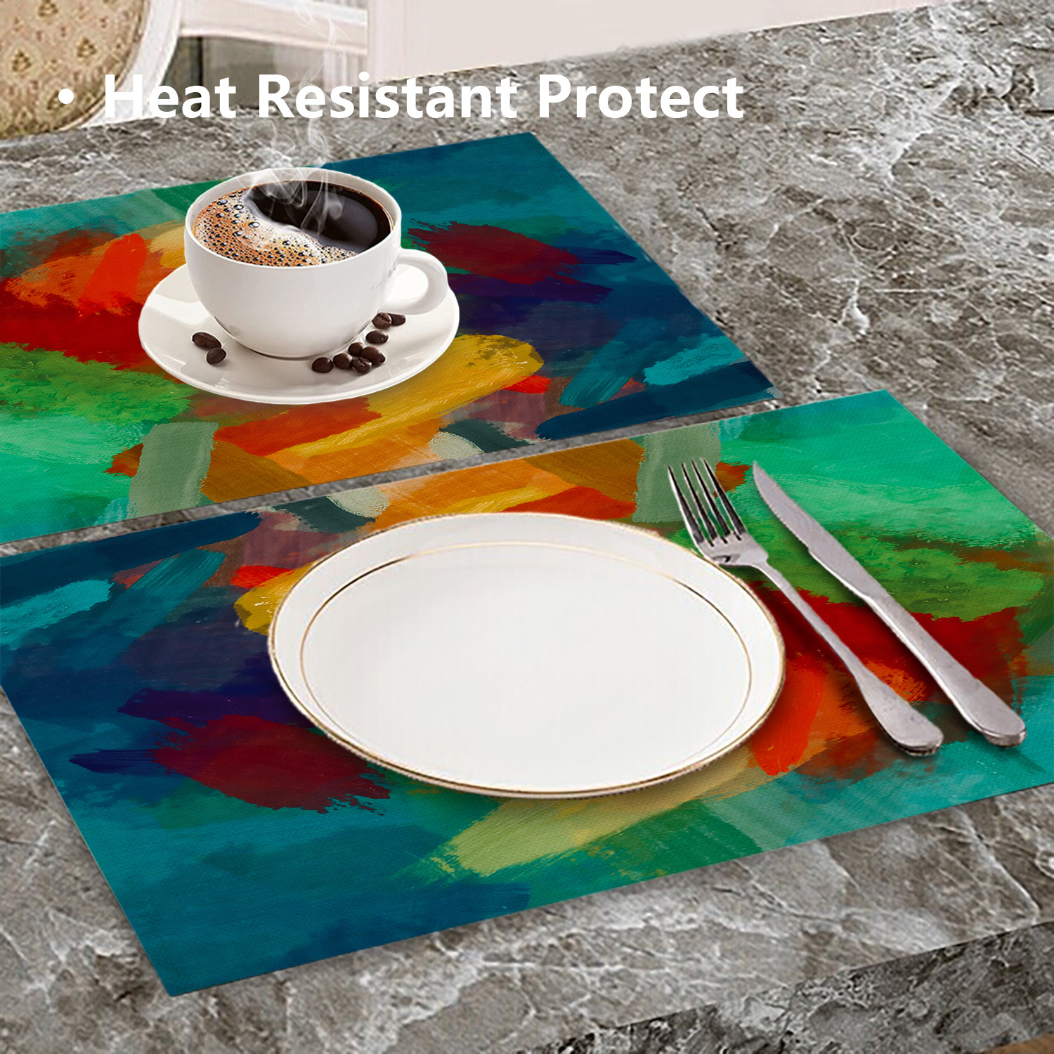 BaoNews Abstract Art Painting Placemats,Modern Colorful Texture Artwork ...