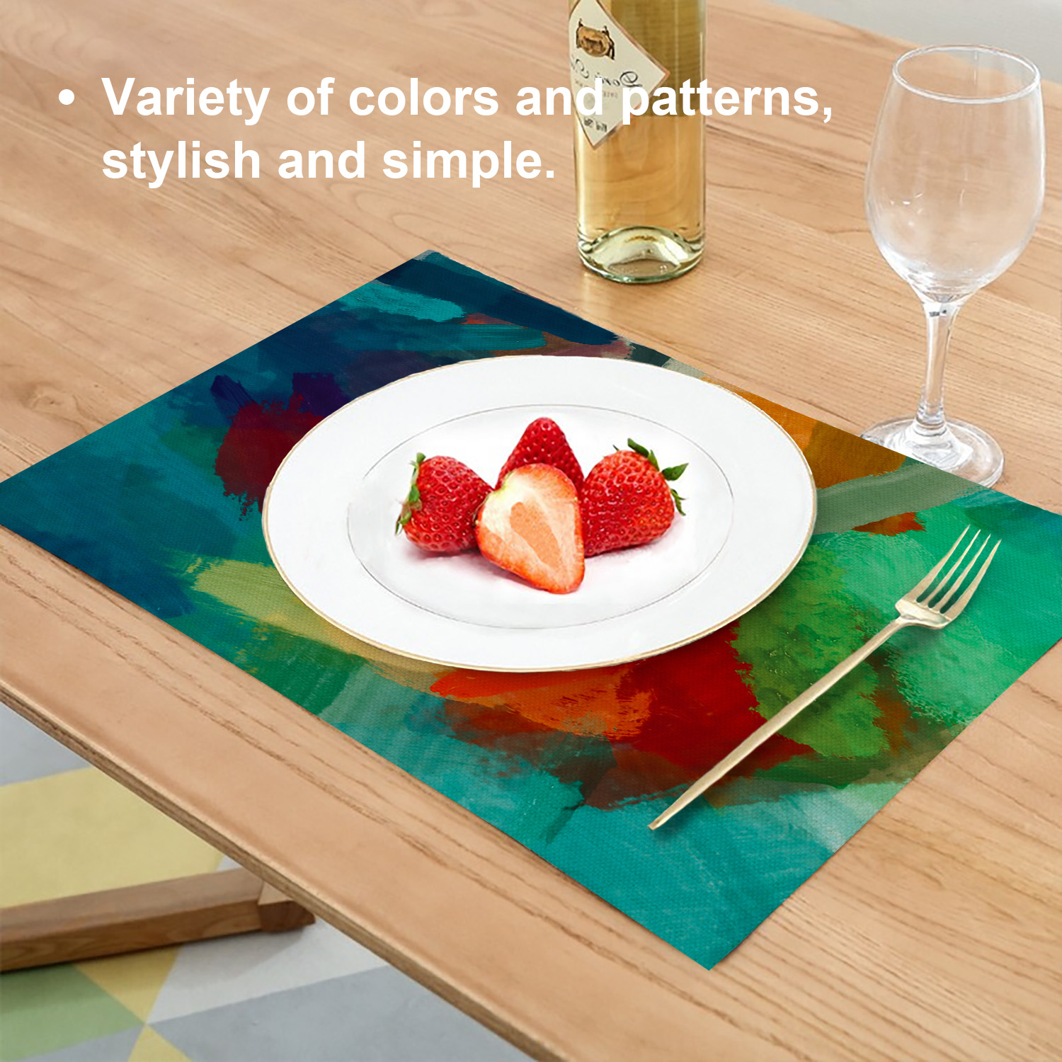 BaoNews Abstract Art Painting Placemats,Modern Colorful Texture Artwork ...